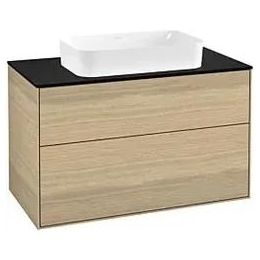 Villeroy & Boch Villeroy und Boch Finion Waschtischunterschrank F23200PC 100x60,3cm, Abdeckplatte black matt, Oak Veneer