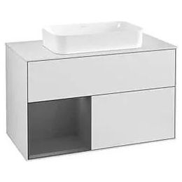 Villeroy & Boch Villeroy und Boch Finion Waschtischunterschrank F241GKMT 100x60,3cm, Abdeckplatte white matt, Regal links Anthracite matt, White matt lacquer