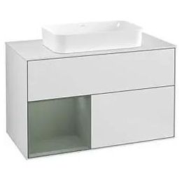 Villeroy & Boch Villeroy und Boch Finion Waschtischunterschrank F241GMMT 100x60,3cm, Abdeckplatte white matt, Regal links Olive Matt Lacquer, White matt lacquer