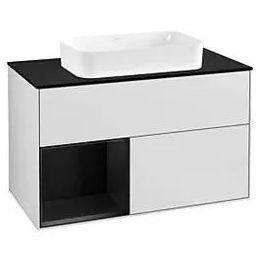 Villeroy & Boch Villeroy und Boch Finion Waschtischunterschrank F242PDMT 100x60,3cm, Abdeckplatte black matt, Regal links Black matt lacquer, White matt lacquer