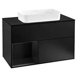 Villeroy & Boch Villeroy und Boch Finion Waschtischunterschrank F242PDPD 100x60,3cm, Abdeckplatte black matt, Regal links Black matt lacquer, Black matt lacquer