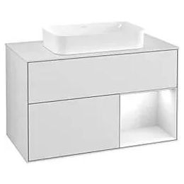 Villeroy & Boch Villeroy und Boch Finion Waschtischunterschrank F251GFMT 100x60,3cm, Abdeckplatte white matt, Regal rechts Glossy white lacquer, White matt lacquer