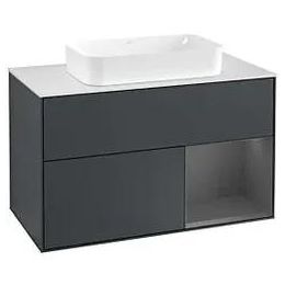 Villeroy & Boch Villeroy und Boch Finion Waschtischunterschrank F251GKHG 100x60,3cm, Abdeckplatte white matt, Regal rechts Anthracite matt, Midnight Blue Matt Lacquer