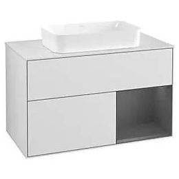 Villeroy & Boch Villeroy und Boch Finion Waschtischunterschrank F251GKMT 100x60,3cm, Abdeckplatte white matt, Regal rechts Anthracite matt, White matt lacquer