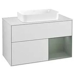 Villeroy & Boch Villeroy und Boch Finion Waschtischunterschrank F251GMMT 100x60,3cm, Abdeckplatte white matt, Regal rechts Olive Matt Lacquer, White matt lacquer