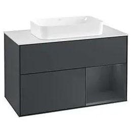 Villeroy & Boch Villeroy und Boch Finion Waschtischunterschrank F251HGHG 100x60,3cm, Abdeckplatte white matt, Regal rechts Midnight Blue Matt Lacquer, Midnight Blue Matt Lacquer