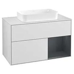 Villeroy & Boch Villeroy und Boch Finion Waschtischunterschrank F251HGMT 100x60,3cm, Abdeckplatte white matt, Regal rechts Midnight Blue Matt Lacquer, White matt lacquer