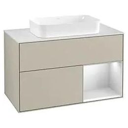 Villeroy & Boch Villeroy und Boch Finion Waschtischunterschrank F251MTHH 100x60,3cm, Abdeckplatte white matt, Regal rechts White matt lacquer, Sand Matt Lacquer