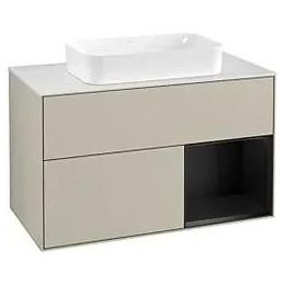 Villeroy & Boch Villeroy und Boch Finion Waschtischunterschrank F251PDHH 100x60,3cm, Abdeckplatte white matt, Regal rechts Black matt lacquer, Sand Matt Lacquer