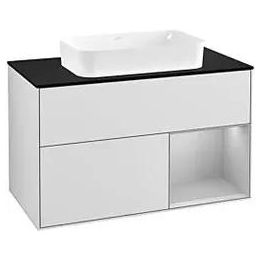 Villeroy & Boch Villeroy und Boch Finion Waschtischunterschrank F252GJMT 100x60,3cm, Abdeckplatte black matt, Regal rechts Light grey matt, White matt lacquer