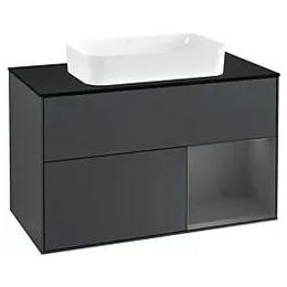 Villeroy & Boch Villeroy und Boch Finion Waschtischunterschrank F252GKHG 100x60,3cm, Abdeckplatte black matt, Regal rechts Anthracite matt, Midnight Blue Matt Lacquer