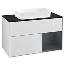 Villeroy & Boch Villeroy und Boch Finion Waschtischunterschrank F252HGMT 100x60,3cm, Abdeckplatte black matt, Regal rechts Midnight Blue Matt Lacquer, White matt lacquer