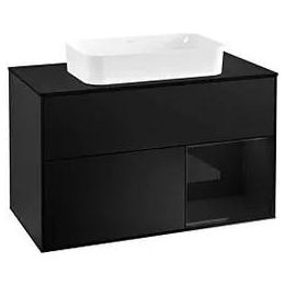 Villeroy & Boch Villeroy und Boch Finion Waschtischunterschrank F252PHPD 100x60,3cm, Abdeckplatte black matt, Regal rechts Glossy Black Lacquer, Black matt lacquer