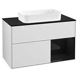 Villeroy & Boch Villeroy und Boch Finion Waschtischunterschrank F252PHMT 100x60,3cm, Abdeckplatte black matt, Regal rechts Glossy Black Lacquer, White matt lacquer