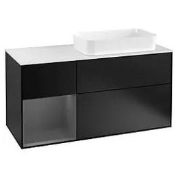 Villeroy & Boch Villeroy und Boch Finion Waschtischunterschrank F271GKPD 120cm, Abdeckplatte white matt, Regal links Anthracite matt, Black matt lacquer