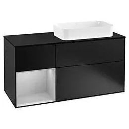 Villeroy & Boch Villeroy und Boch Finion Waschtischunterschrank F272GJPD 120cm, Abdeckplatte black matt, Regal links Light grey matt, Black matt lacquer