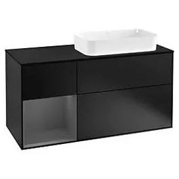 Villeroy & Boch Villeroy und Boch Finion Waschtischunterschrank F272GKPD 120cm, Abdeckplatte black matt, Regal links Anthracite matt, Black matt lacquer