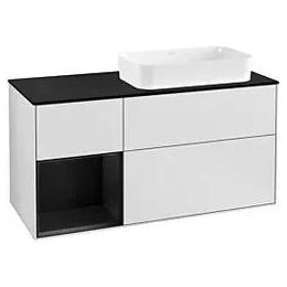 Villeroy & Boch Villeroy und Boch Finion Waschtischunterschrank F272PDMT 120cm, Abdeckplatte black matt, Regal links Black matt lacquer, White matt lacquer