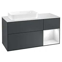 Villeroy & Boch Villeroy und Boch Finion Waschtischunterschrank F281GFHG 120cm, Abdeckplatte white matt, Regal rechts Glossy white lacquer, Midnight Blue Matt Lacquer