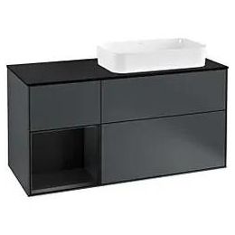 Villeroy & Boch Villeroy und Boch Finion Waschtischunterschrank F272PDHG 120cm, Abdeckplatte black matt, Regal links Black matt lacquer, Midnight Blue Matt Lacquer