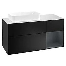 Villeroy & Boch Villeroy und Boch Finion Waschtischunterschrank F281HGPD 120cm, Abdeckplatte white matt, Regal rechts Midnight Blue Matt Lacquer, Black matt lacquer