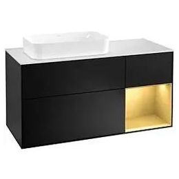 Villeroy & Boch Villeroy und Boch Finion Waschtischunterschrank F281HFPD 120cm, Abdeckplatte white matt, Regal rechts Gold matt, Black matt lacquer