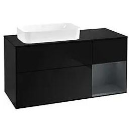 Villeroy & Boch Villeroy und Boch Finion Waschtischunterschrank F282HGPH 120cm, Abdeckplatte black matt, Regal rechts Midnight Blue Matt Lacquer, Glossy Black Lacquer