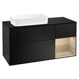 Villeroy & Boch Villeroy und Boch Finion Waschtischunterschrank F282PCPD 120cm, Abdeckplatte black matt, Regal rechts Oak Veneer, Black matt lacquer