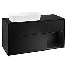 Villeroy & Boch Villeroy und Boch Finion Waschtischunterschrank F282PDPD 120cm, Abdeckplatte black matt, Regal rechts Black matt lacquer, Black matt lacquer