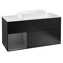 Villeroy & Boch Villeroy und Boch Finion Waschtischunterschrank F291GKPD 120cm, Abdeckplatte white matt, Regal links Anthracite matt, Black matt lacquer