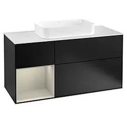 Villeroy & Boch Villeroy und Boch Finion Waschtischunterschrank F291HHPD 120cm, Abdeckplatte white matt, Regal links Sand Matt Lacquer, Black matt lacquer