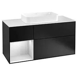 Villeroy & Boch Villeroy und Boch Finion Waschtischunterschrank F291MTPD 120cm, Abdeckplatte white matt, Regal links White matt lacquer, Black matt lacquer