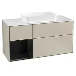 Villeroy & Boch Villeroy und Boch Finion Waschtischunterschrank F291PDHH 120cm, Abdeckplatte white matt, Regal links Black matt lacquer, Sand Matt Lacquer