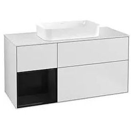 Villeroy & Boch Villeroy und Boch Finion Waschtischunterschrank F291PHMT 120cm, Abdeckplatte white matt, Regal links Glossy Black Lacquer, White matt lacquer