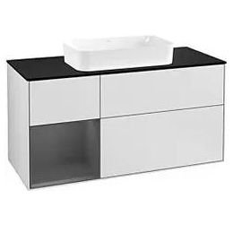 Villeroy & Boch Villeroy und Boch Finion Waschtischunterschrank F292GKMT 120cm, Abdeckplatte black matt, Regal links Anthracite matt, White matt lacquer