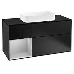 Villeroy & Boch Villeroy und Boch Finion Waschtischunterschrank F292GJPD 120cm, Abdeckplatte black matt, Regal links Light grey matt, Black matt lacquer