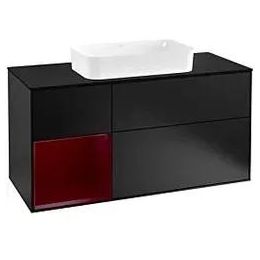 Villeroy & Boch Villeroy und Boch Finion Waschtischunterschrank F292HBPD 120cm, Abdeckplatte black matt, Regal links Peony, Black matt lacquer