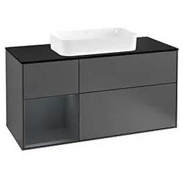 Villeroy & Boch Villeroy und Boch Finion Waschtischunterschrank F292HGGK 120cm, Abdeckplatte black matt, Regal links Midnight Blue Matt Lacquer, Anthracite matt