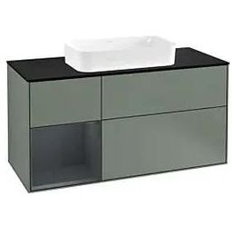 Villeroy & Boch Villeroy und Boch Finion Waschtischunterschrank F292HGGM 120cm, Abdeckplatte black matt, Regal links Midnight Blue Matt Lacquer, Olive Matt Lacquer