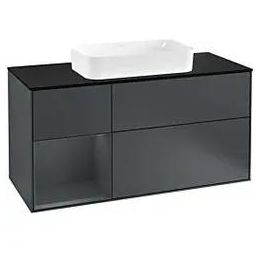 Villeroy & Boch Villeroy und Boch Finion Waschtischunterschrank F292HGHG 120cm, Abdeckplatte black matt, Regal links Midnight Blue Matt Lacquer, Midnight Blue Matt Lacquer