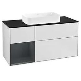 Villeroy & Boch Villeroy und Boch Finion Waschtischunterschrank F292HGMT 120cm, Abdeckplatte black matt, Regal links Midnight Blue Matt Lacquer, White matt lacquer