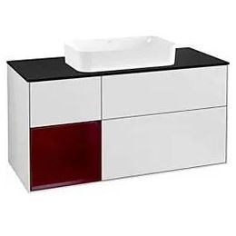 Villeroy & Boch Villeroy und Boch Finion Waschtischunterschrank F292HBMT 120cm, Abdeckplatte black matt, Regal links Peony, White matt lacquer