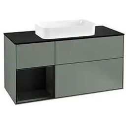 Villeroy & Boch Villeroy und Boch Finion Waschtischunterschrank F292PDGM 120cm, Abdeckplatte black matt, Regal links Black matt lacquer, Olive Matt Lacquer