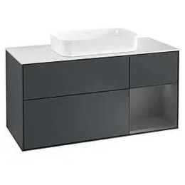 Villeroy & Boch Villeroy und Boch Finion Waschtischunterschrank F301GKHG 120cm, Abdeckplatte white matt, Regal rechts Anthracite matt, Midnight Blue Matt Lacquer