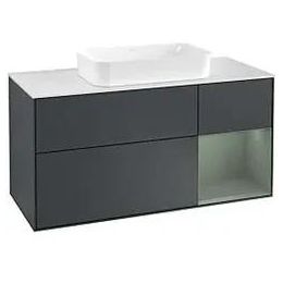 Villeroy & Boch Villeroy und Boch Finion Waschtischunterschrank F301GMHG 120cm, Abdeckplatte white matt, Regal rechts Olive Matt Lacquer, Midnight Blue Matt Lacquer