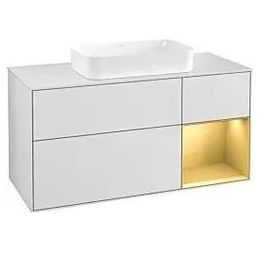 Villeroy & Boch Villeroy und Boch Finion Waschtischunterschrank F301HFMT 120cm, Abdeckplatte white matt, Regal rechts Gold matt, White matt lacquer