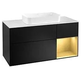 Villeroy & Boch Villeroy und Boch Finion Waschtischunterschrank F301HFPD 120cm, Abdeckplatte white matt, Regal rechts Gold matt, Black matt lacquer