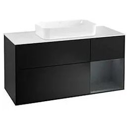 Villeroy & Boch Villeroy und Boch Finion Waschtischunterschrank F301HGPD 120cm, Abdeckplatte white matt, Regal rechts Midnight Blue Matt Lacquer, Black matt lacquer