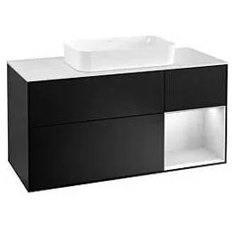 Villeroy & Boch Villeroy und Boch Finion Waschtischunterschrank F301MTPD 120cm, Abdeckplatte white matt, Regal rechts White matt lacquer, Black matt lacquer