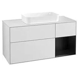 Villeroy & Boch Villeroy und Boch Finion Waschtischunterschrank F301PDMT 120cm, Abdeckplatte white matt, Regal rechts Black matt lacquer, White matt lacquer